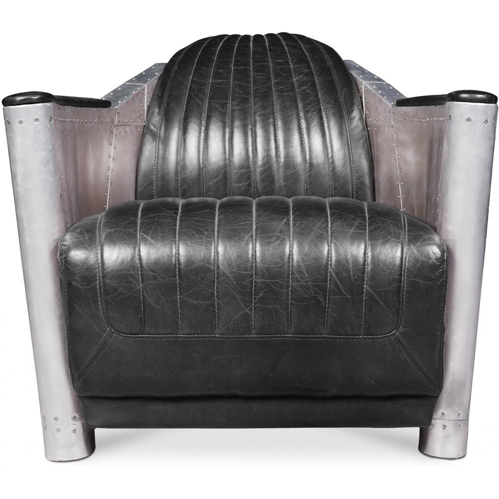 Vintage Aviator Armchair - Leather & Aluminium - Chairs ICONIKinterior