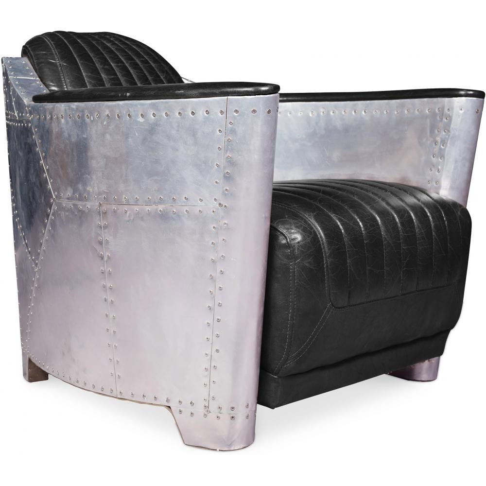 Vintage Aviator Armchair - Leather & Aluminium - Chairs ICONIKinterior
