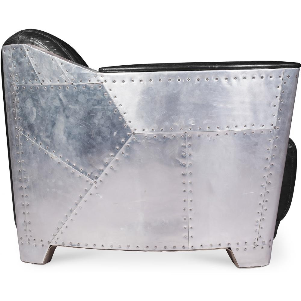 Vintage Aviator Armchair - Leather & Aluminium - Chairs ICONIKinterior